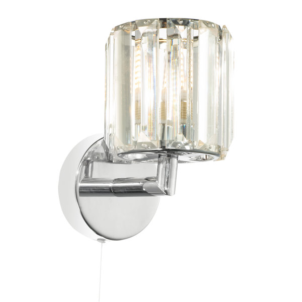 Fairmont Park Modern Chrome Bathroom Light Fitting With Clear Glass Prisms And Pull Switch By ...